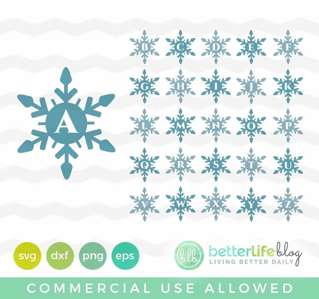 Snowflake Monogram SVG Cut File - Better Life Blog