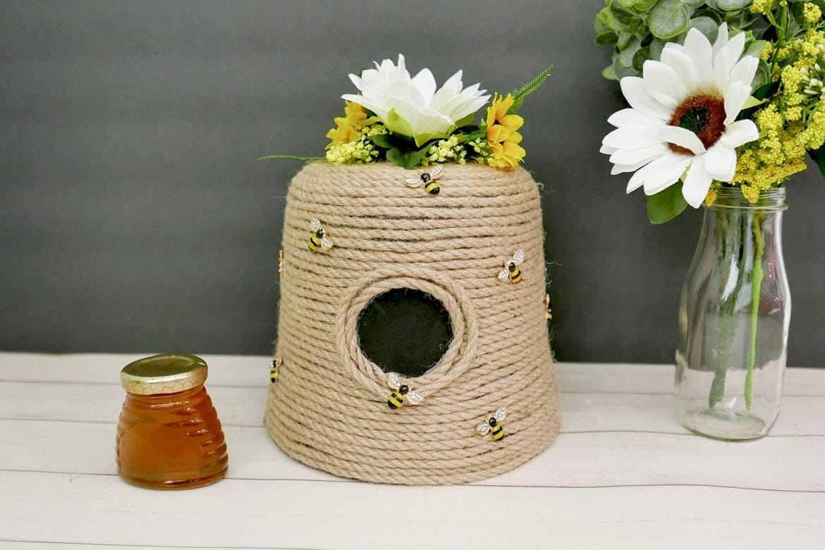 DIY Bee Hive Craft with Planter and Jute Rope - Better Life Blog
