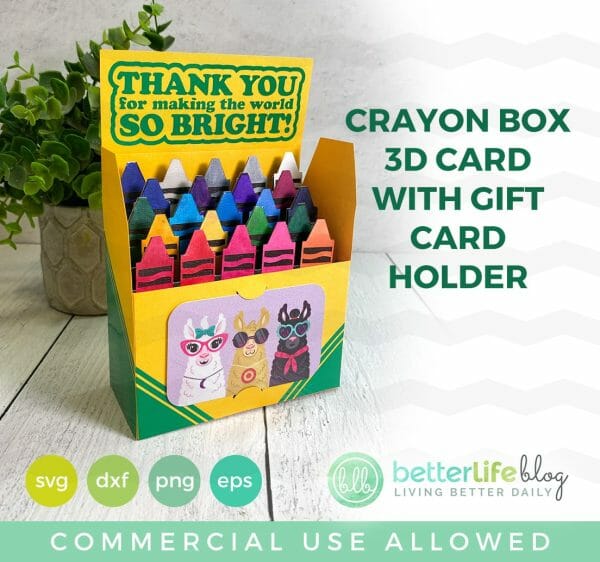 Crayon Box 3D Card with Gift Card Holder SVG Cut File - Better Life Blog