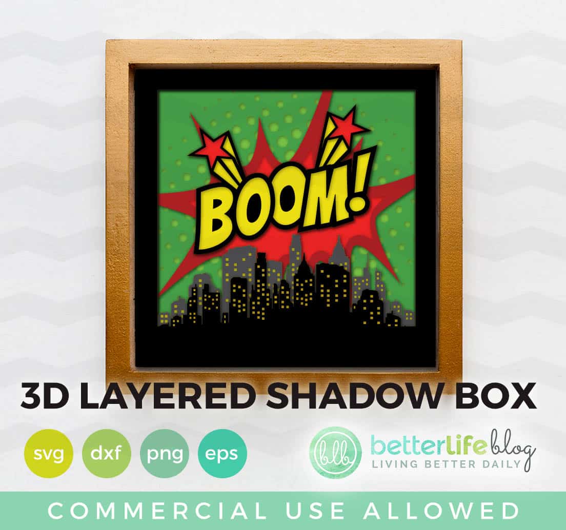 Comic Shadow Box BOOM SVG Cut File - Better Life Blog