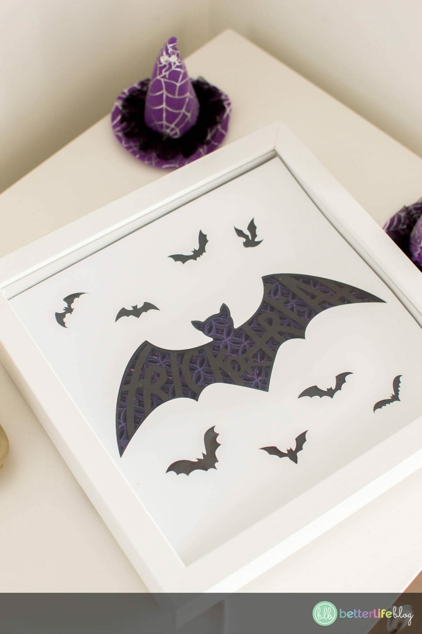 Easy Halloween Shadow Box: Bats and Trick or Treat Design - Better Life ...