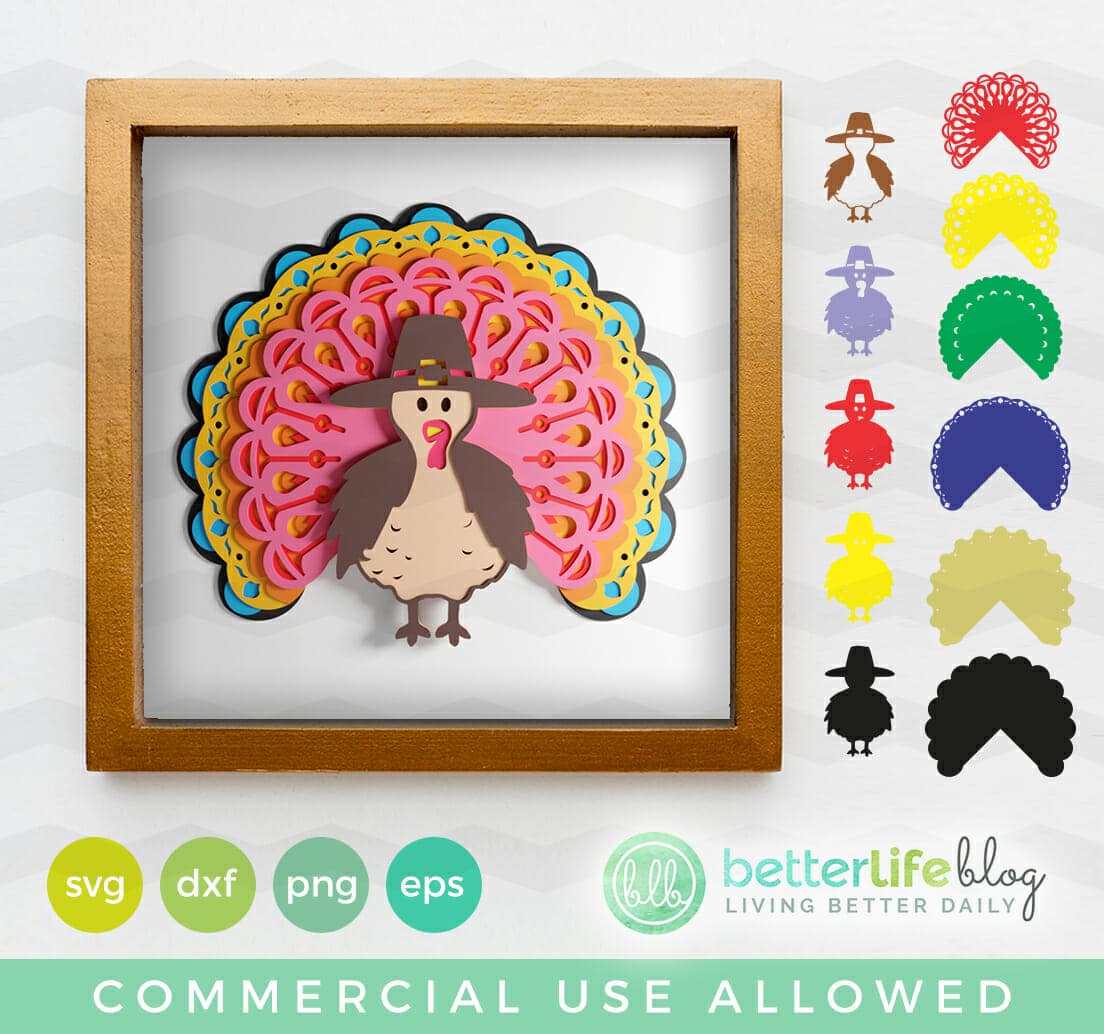 3D Layered Mandala Turkey SVG Cut File - Better Life Blog