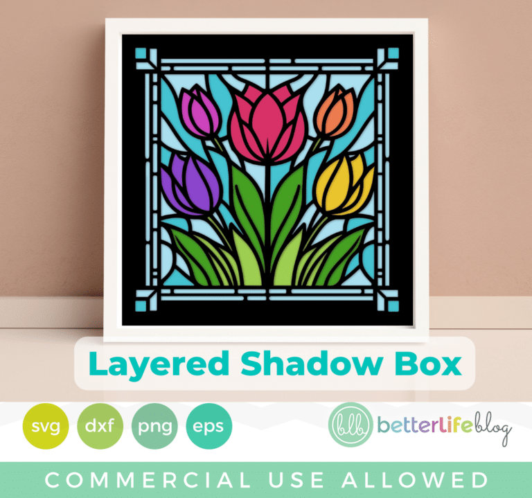 Tulips Spring Stained Glass Layered Shadow Box SVG Cut File - Better ...