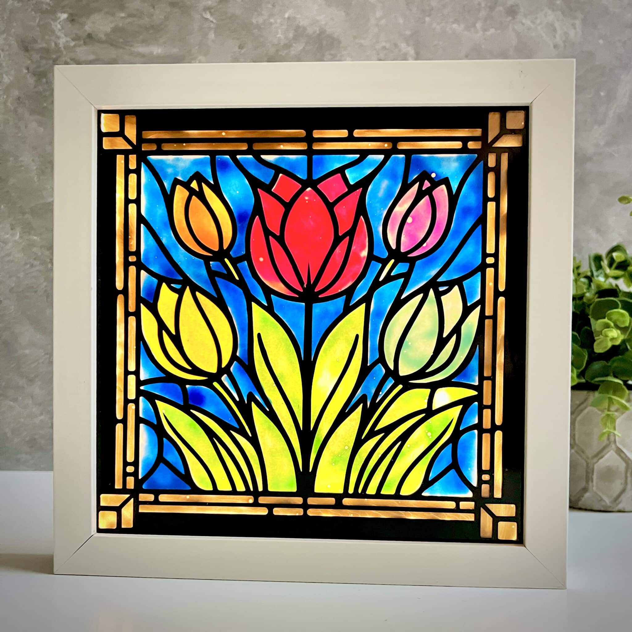 Faux Stained Glass Backlit Shadow Boxes - Better Life Blog