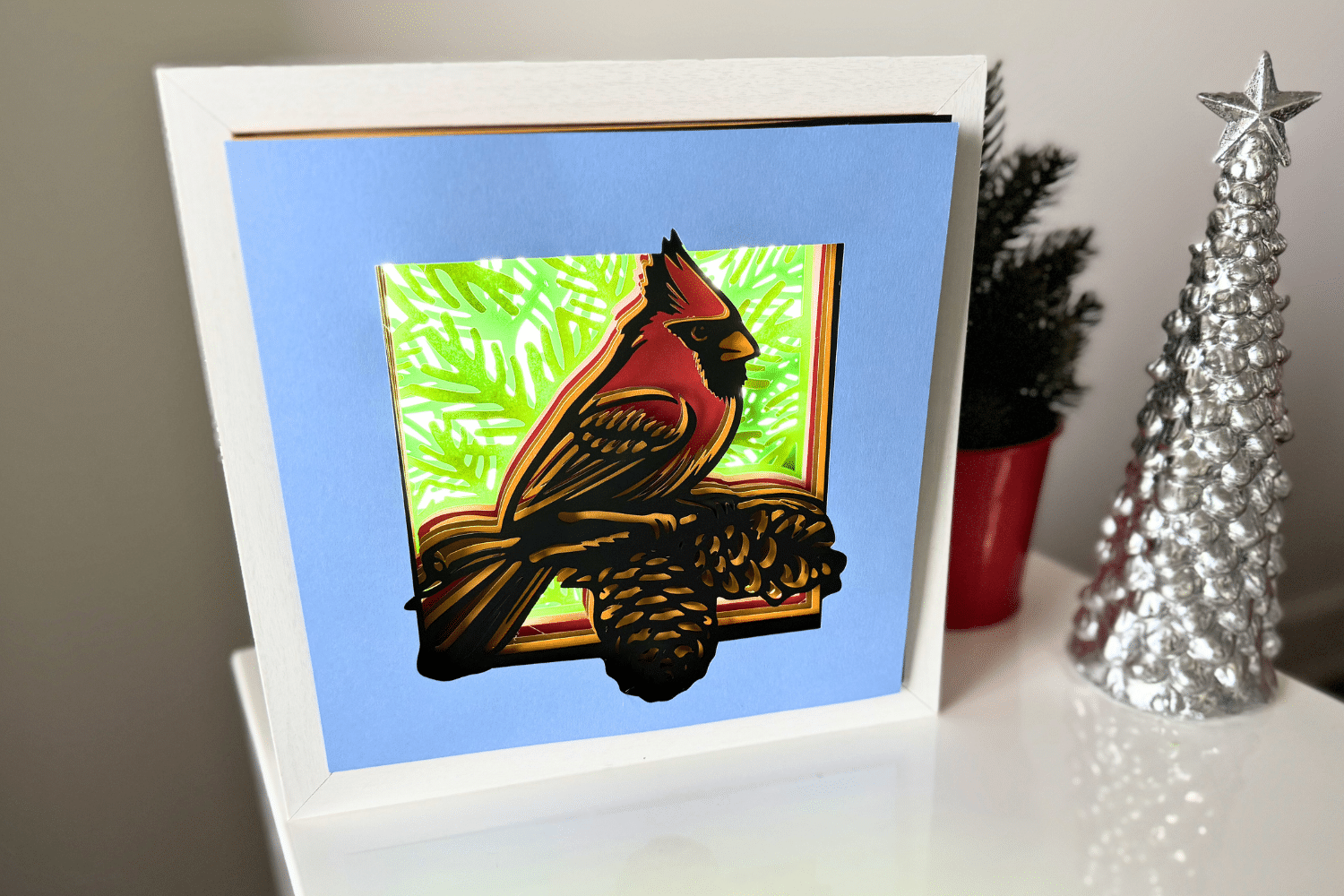 How to Make a Cardinal Shadow Box for the Holidays with Your Cricut ...